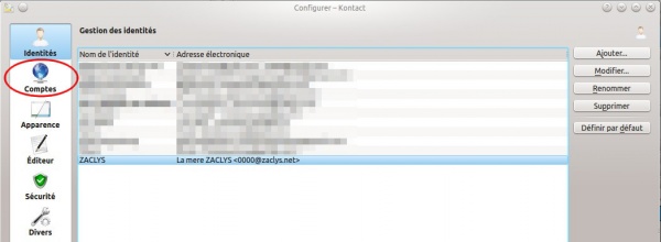 Configuration de Kmail — Wiki de la mère Zaclys