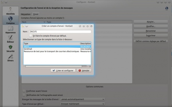 Configuration de Kmail — Wiki de la mère Zaclys