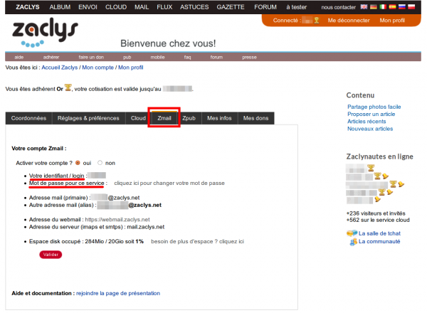Activation du compte Zmail — Wiki de la mère Zaclys
