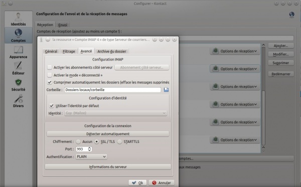 Configuration de Kmail — Wiki de la mère Zaclys